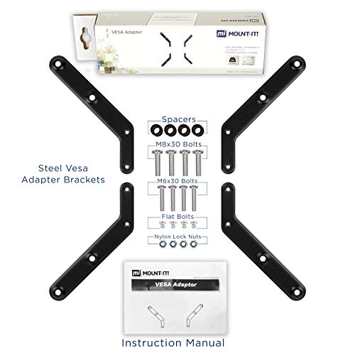 Mount-It! VESA Mount Adapter Kit | TV Wall Mount Bracket Adapter Converts 200x200 mm Patterns to 300x300 and 400x400 mm | Fits Most 32 Inch to 55 Inch TVs | Hardware Included