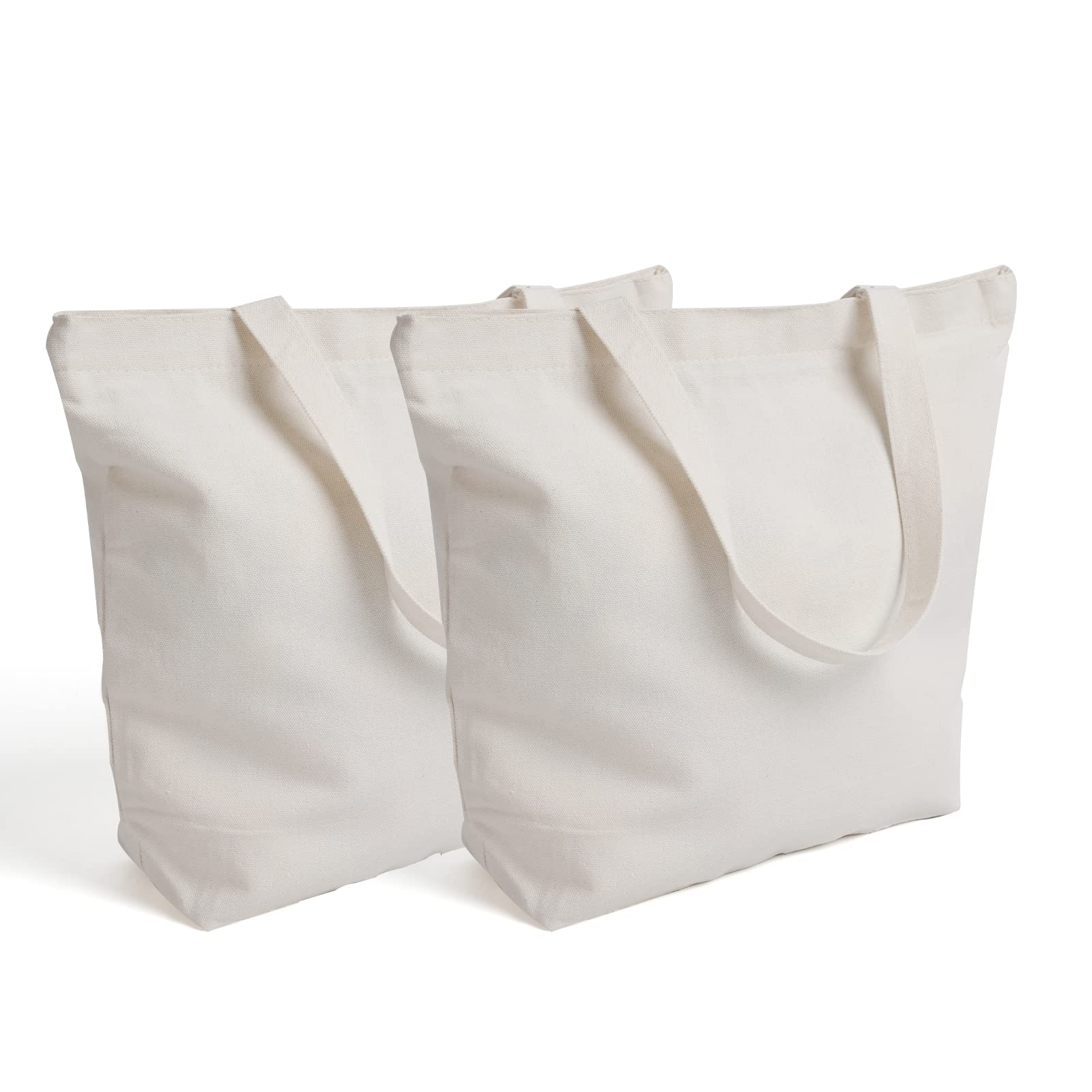 Acoavo Cotton Canvas Tote Bags DIY Crafts Blank Plain Natural Canvas Bag,Great Wedding Gift Canvas Craft Bags,12.2" W x 13" H,2pcs
