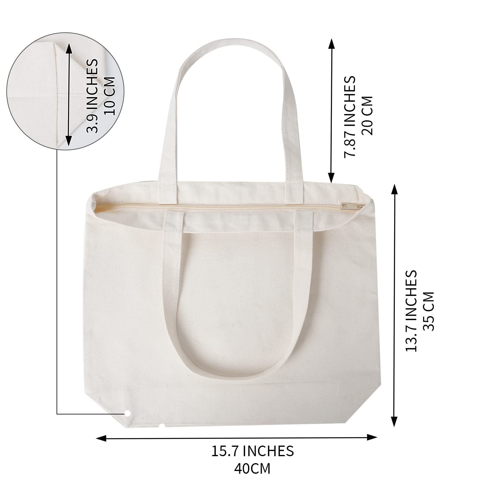 Acoavo Cotton Canvas Tote Bags DIY Crafts Blank Plain Natural Canvas Bag,Great Wedding Gift Canvas Craft Bags,12.2" W x 13" H,2pcs