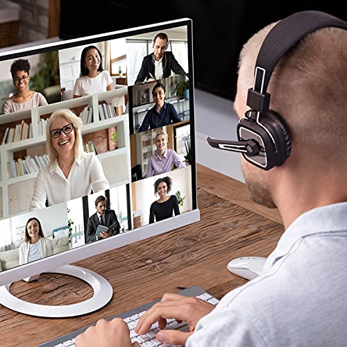 Aluratek Bluetooth Wireless Stereo Headset with Boom Microphone and Dongle, Built-in Rechargeable Battery, 27 Hours Continuous Talk and Music Play