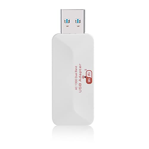 New AC1300 USB WiFi Adapter- 2.4G/5G Dual Band Wireless Network Adapter for PC Desktop, MU-MIMO WiFi Dongle, USB 3.0, Supports Windows 11, 10, 8.1, 8, 7, XP,Vista,Works with Any Router