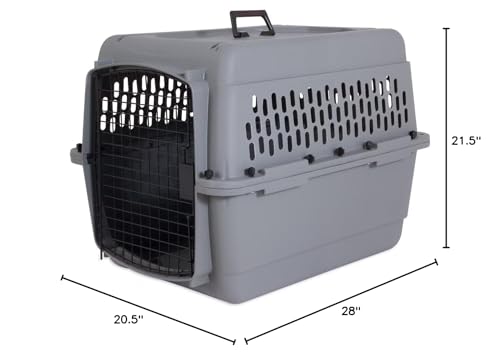 LAZAT Pet Kennel - Cat & Dog Crate, Medium Dog Crate, Safe, Versatile, Ventilated Design, Keep Your pet Comfortable During Travel and Training. Light Grey