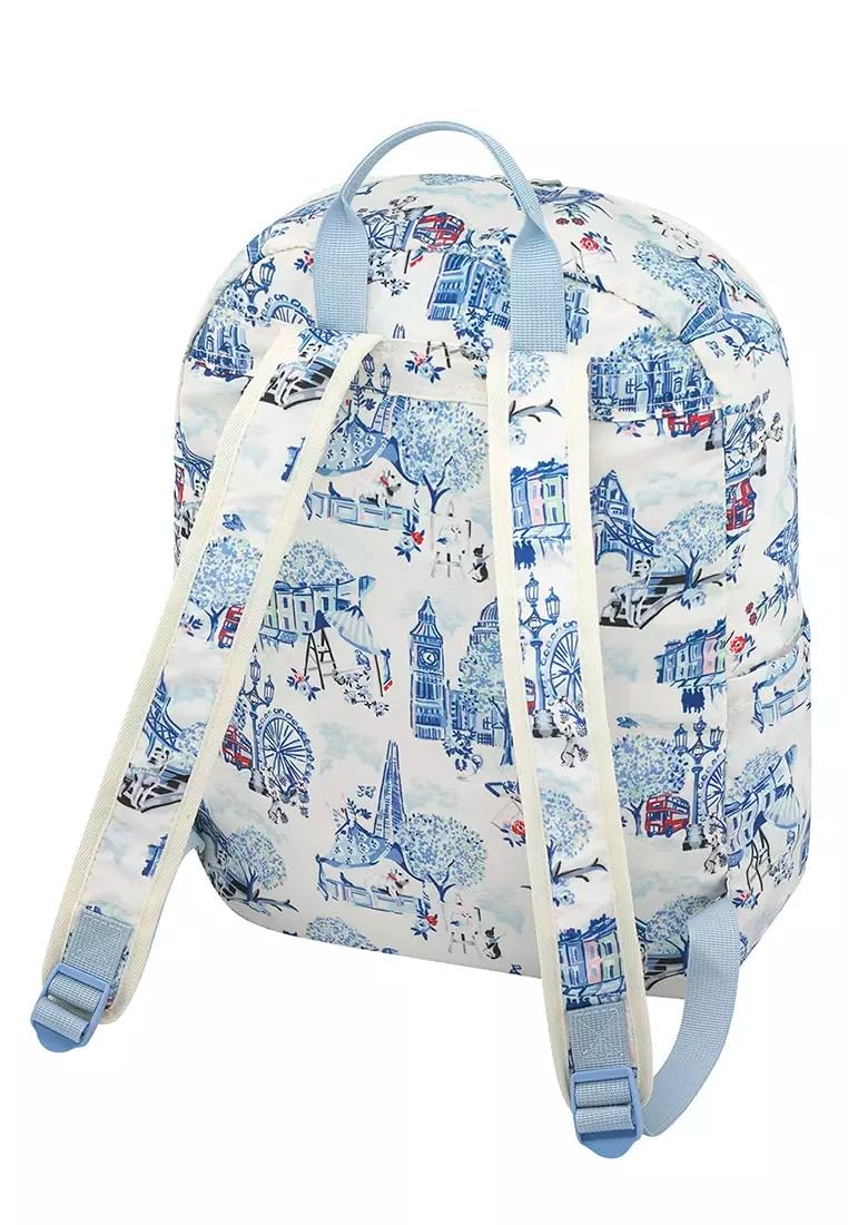 Cath Kidston Large Pocket Backpack Rucksack in 30 Years London Toile Print in Cream Oilcloth, Cream, Large
