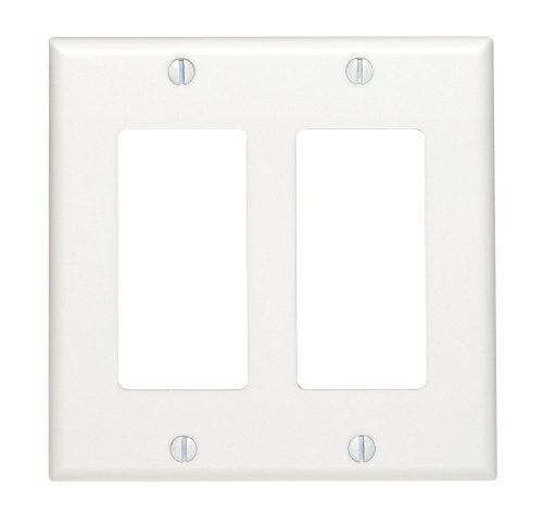 Leviton GFSW1-W Self-Test SmartlockPro Slim GFCI Combination Switch Tamper, White & 80409-W 2-Gang Decora/GFCI Device Wallplate, Standard Size, Thermoset, Device Mount, White