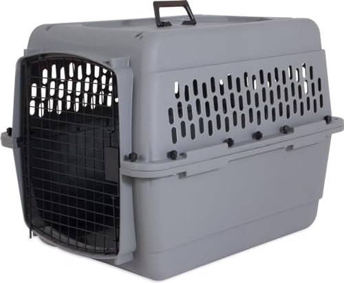 LAZAT Pet Kennel - Cat & Dog Crate, Medium Dog Crate, Safe, Versatile, Ventilated Design, Keep Your pet Comfortable During Travel and Training. Light Grey