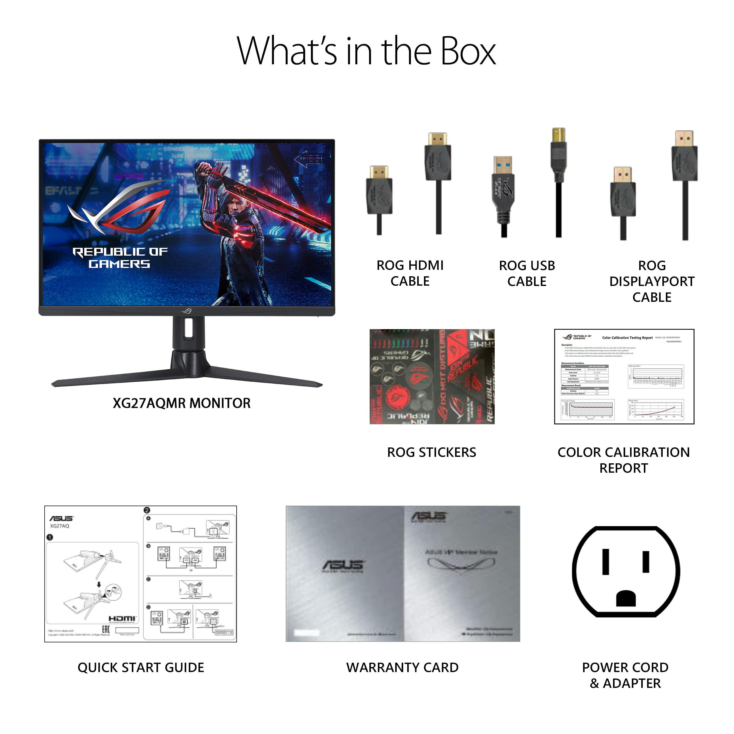 ASUS ROG Strix 27” 1440P Gaming Monitor (XG27AQMR) - 27”, QHD (2560 x 1440), Fast IPS, 300Hz, 1ms, G-SYNC Compatible, FreeSync Premium Pro, Extreme Low Motion Blur Sync, DisplayPort, DisplayHDR 600