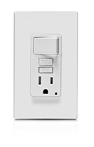 Leviton GFSW1-W Self-Test SmartlockPro Slim GFCI Combination Switch Tamper, White & 80409-W 2-Gang Decora/GFCI Device Wallplate, Standard Size, Thermoset, Device Mount, White