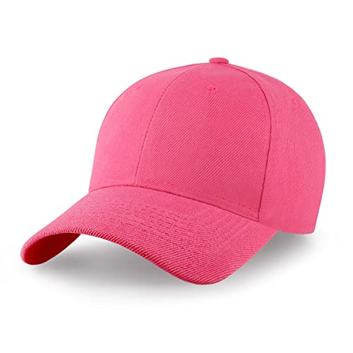 2-Pack Classic Structured Baseball Cap Adjustable Snapback Multipack Ball Caps for Custom Embroidery Running Workouts Outdoor (Hot Pink)
