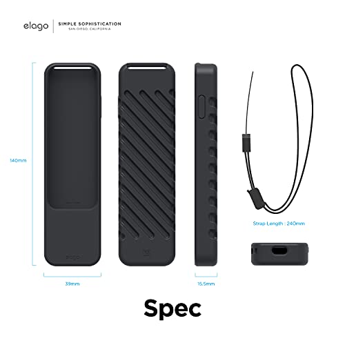 elago R3 Protective Case Compatible with 2022 Apple TV Siri Remote 3rd Generation, Compatible with 2021 Apple TV Siri Remote 2nd Gen - Lanyard, Great Grip, Shock Absorption, Drop Protection [Black]