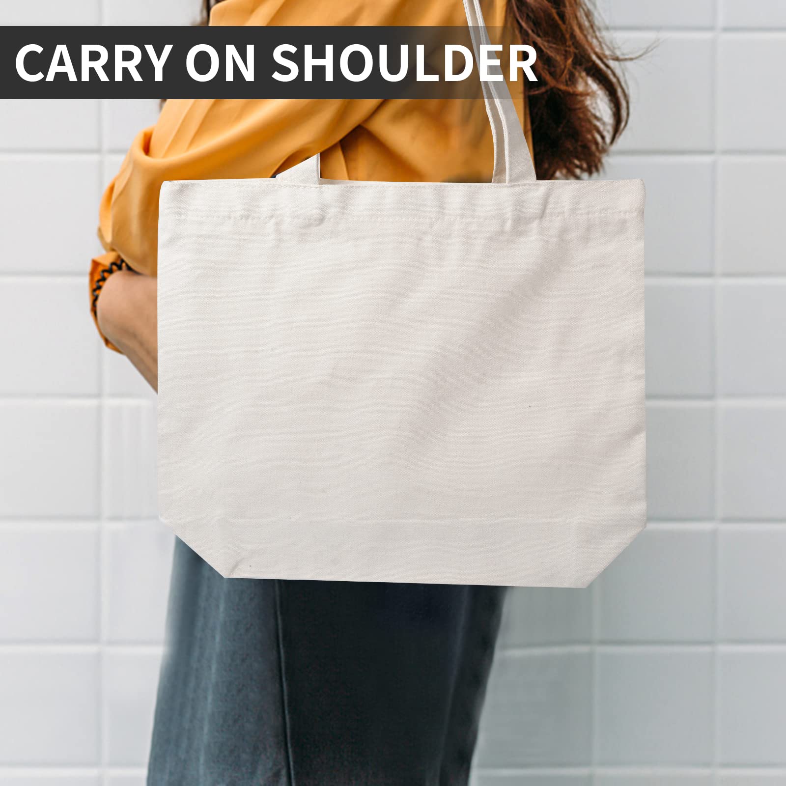 Acoavo Cotton Canvas Tote Bags DIY Crafts Blank Plain Natural Canvas Bag,Great Wedding Gift Canvas Craft Bags,12.2" W x 13" H,2pcs