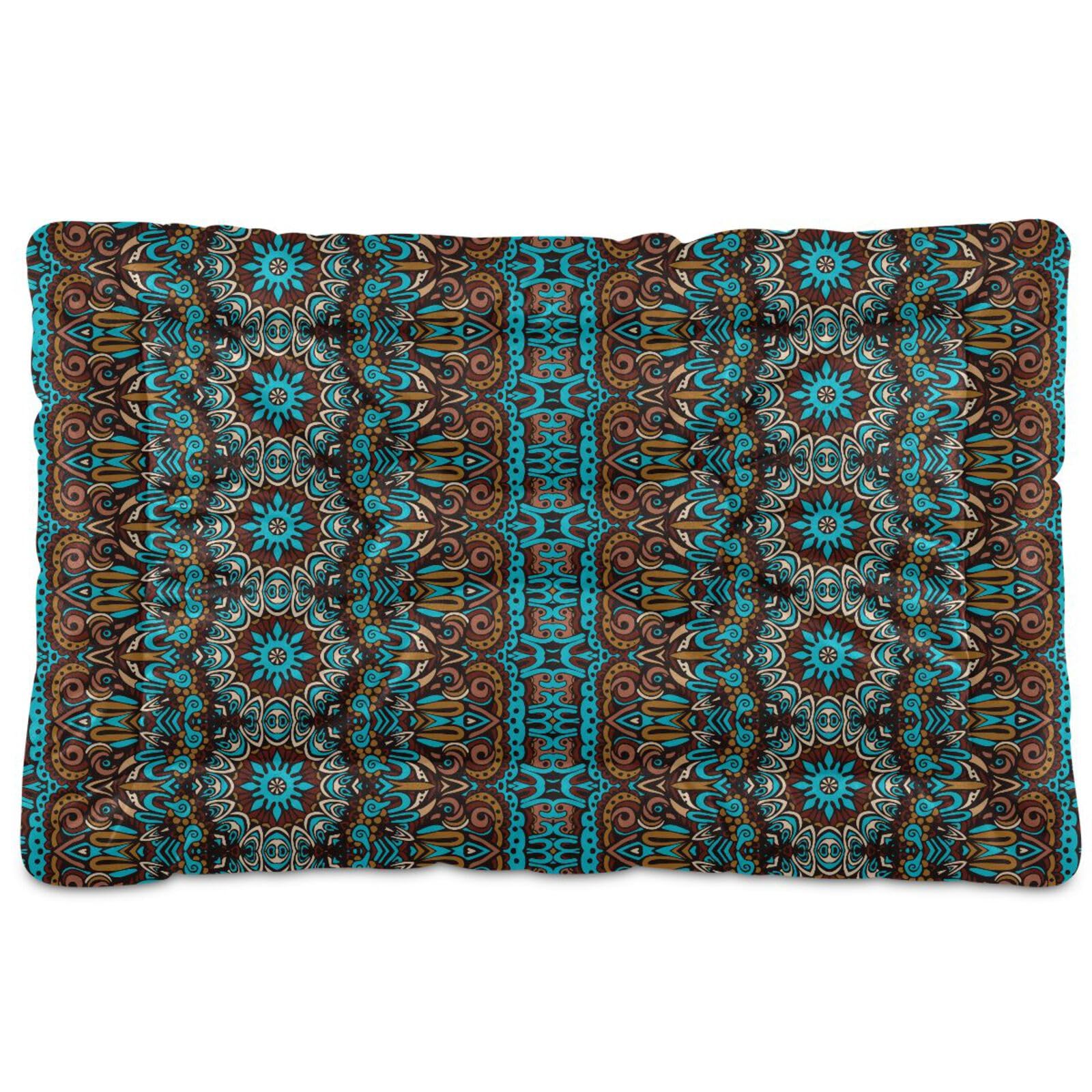 Coikll Bohemian Pattern Pet Bed Pad Soft Dog Bed Mat with Anti-Slip Bottom, Machine Washable Crate Pad Mattress for Dog Sleeping- 24 * 18inches