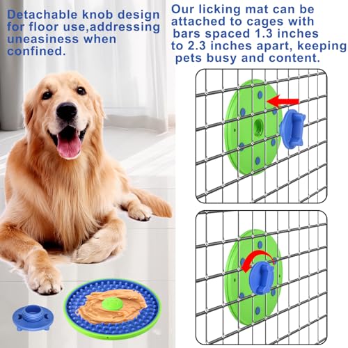 CyperGlory Interactive Licking Mat for Dog Crate, Small Medium Size Slow Feeder Pad, Boredom & Anxiety Relief, Peanut Butter & Yogurt Lick Plate, Soft & Safe Treat Dog Training Gift (6 Inch Round)