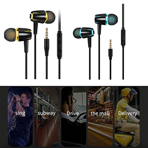 Lobonbo M18 3.5Mm Headphones with Subwoofer Earbuds Adjustable Volume Earphones Music Sports Gaming Headset with Mic