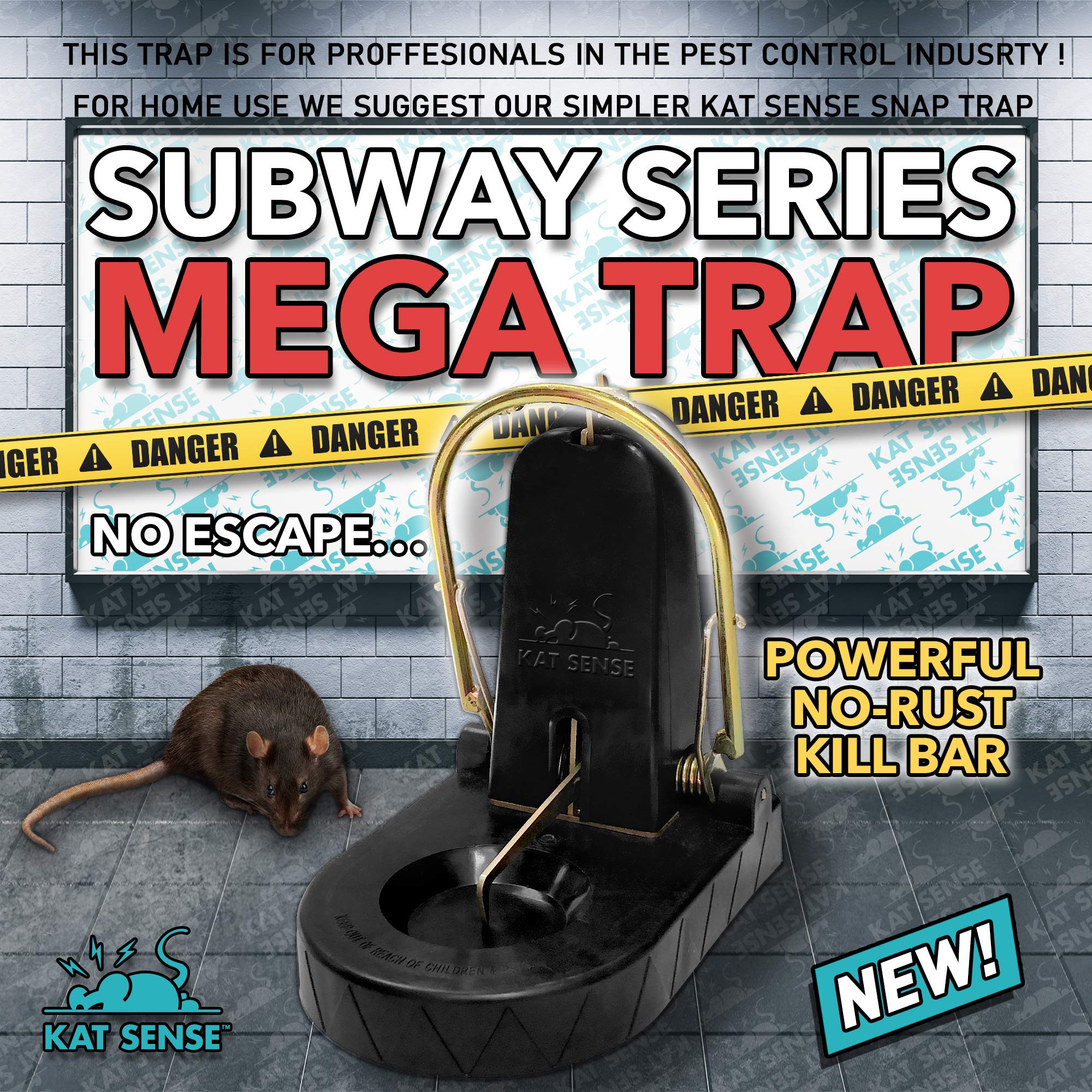 Kat Sense XXL Large Rat Traps, Not All Rodent Traps are Created Equal & This Heavy-Duty Spring Trap Will Prove It - Reusable Pest Control Trap for Rats, Squirrels, and Chipmunks 2 Pack