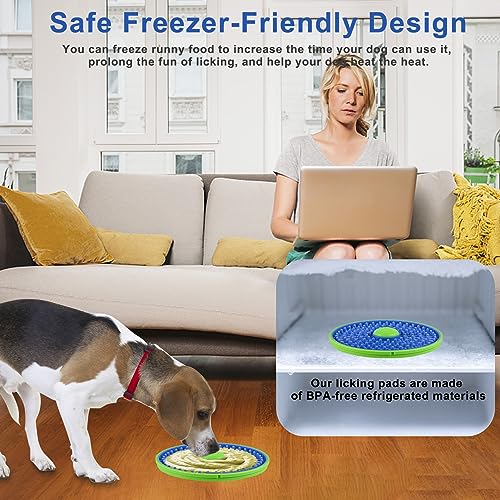 CyperGlory Interactive Licking Mat for Dog Crate, Small Medium Size Slow Feeder Pad, Boredom & Anxiety Relief, Peanut Butter & Yogurt Lick Plate, Soft & Safe Treat Dog Training Gift (6 Inch Round)