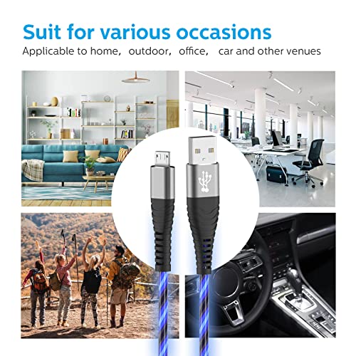 Oliomp Micro USB Cable 3FT, Fast Charging Android Charger LED Light Up Phone Charger Cord for Huawei Mate SE, Samsung Galaxy S7/S6/J7,LG,HTC,Sony,Moto,Kindle,PS4 and More
