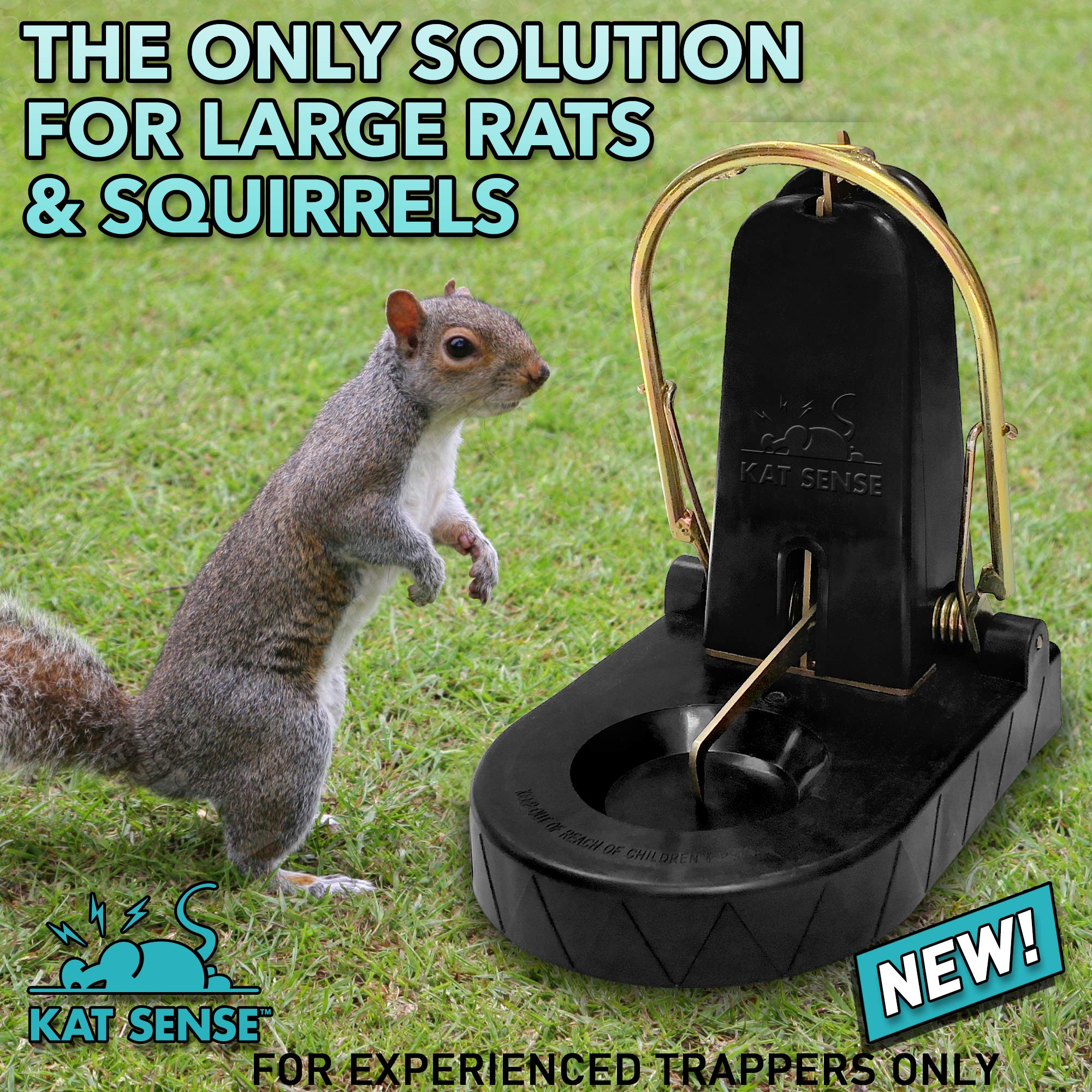 Kat Sense XXL Large Rat Traps, Not All Rodent Traps are Created Equal & This Heavy-Duty Spring Trap Will Prove It - Reusable Pest Control Trap for Rats, Squirrels, and Chipmunks 2 Pack