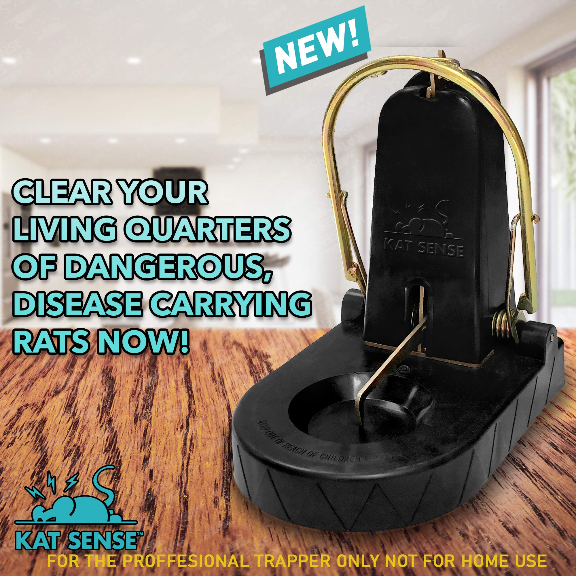 Kat Sense XXL Large Rat Traps, Not All Rodent Traps are Created Equal & This Heavy-Duty Spring Trap Will Prove It - Reusable Pest Control Trap for Rats, Squirrels, and Chipmunks 2 Pack
