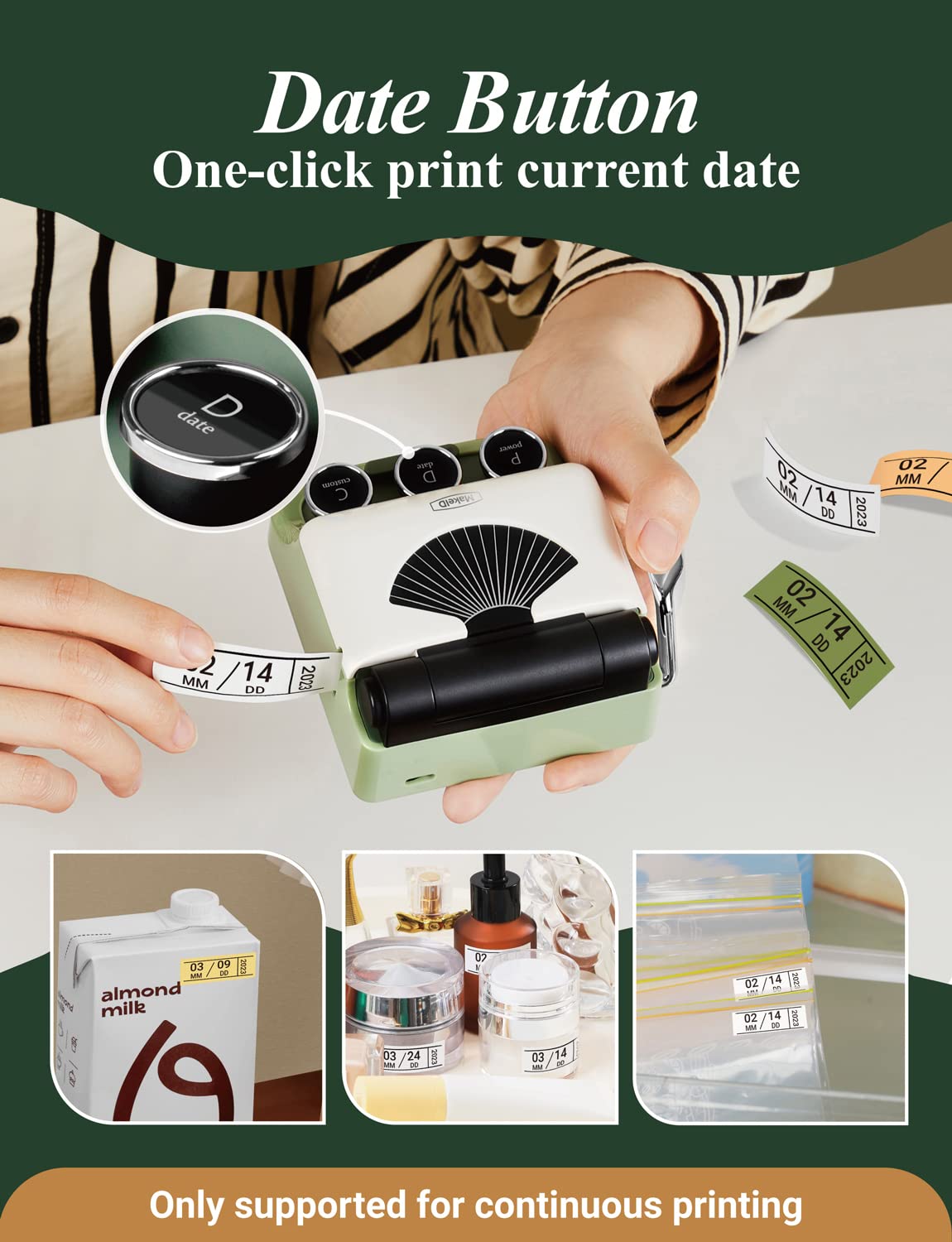 MakeID HD(300dpi) Label Maker Machine with 4 Rolls Tape, Bluetooth Multifunction Label Printer Available for Smartphone, Smart Sticker Maker with Multiple Templates for Office Home Organization