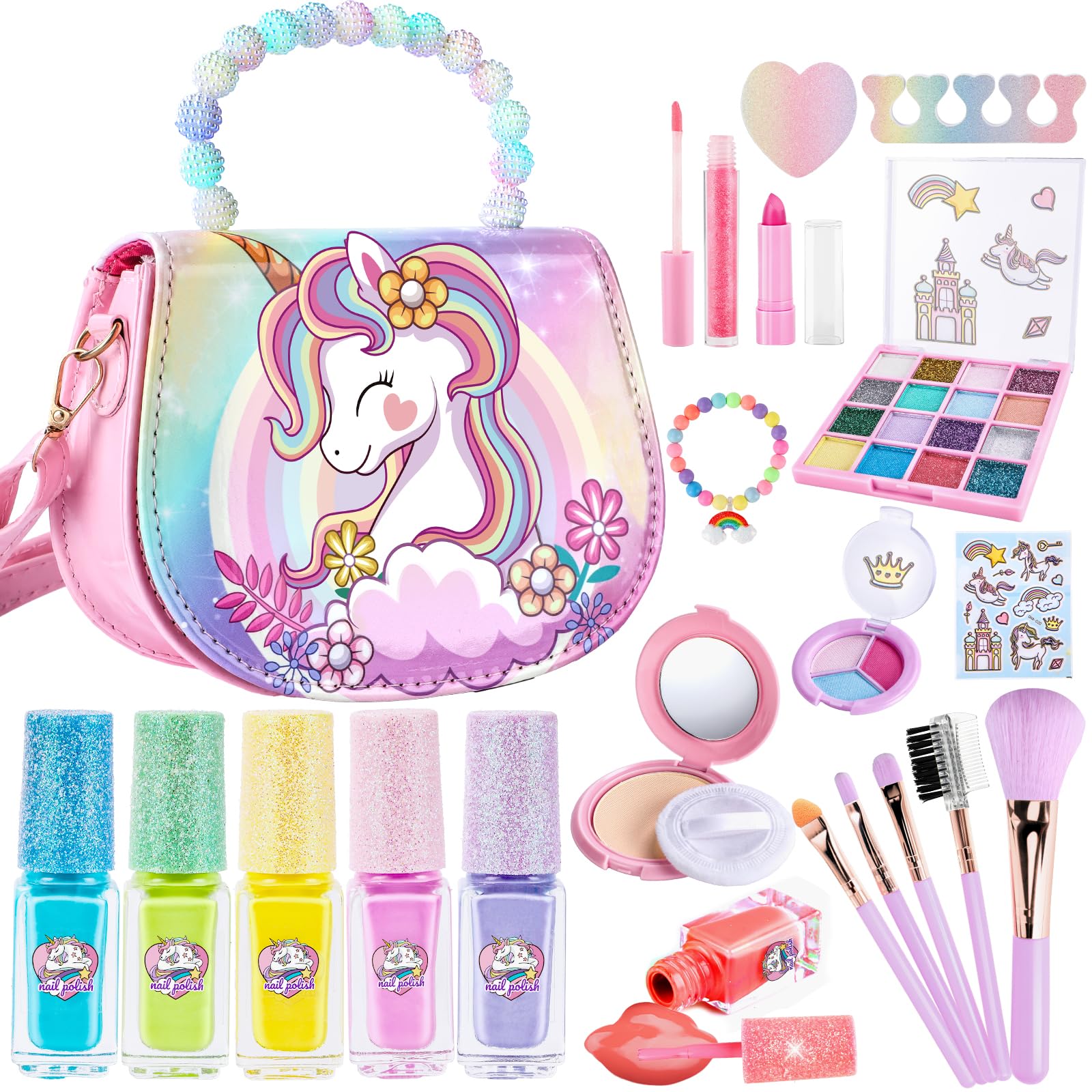 Tepsmigo Kids Makeup Kit for Girl - Kids Washable Makeup Girl Toys, Real Makeup for Kids Little Girls, Toddlers Makeup Kit Children Princess Christmas Birthday Gifts Toys for 3 4 5 6 7 8 9 10 Year Old