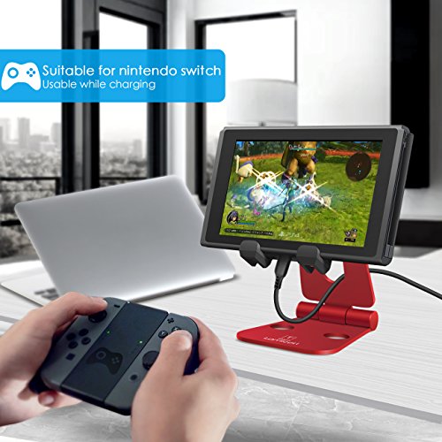 Lamicall Adjustable Phone Tablet Stand, Playstand for Switch, Foldable Desk Holder, Compatible with iPad Mini, 9.7'' iPad Pro Air, Phone 12 Mini 11 Pro Xs Xs Max Xr X 8 7 6 6s Plus SE (4-10'') - Red