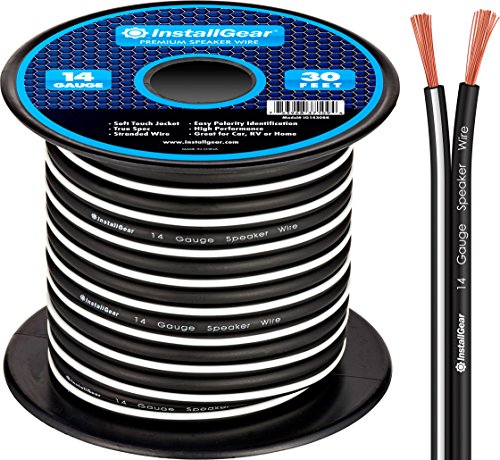 InstallGear 14 Gauge AWG 30ft Speaker Wire Cable - Black (Great Use for Car Speakers Stereos, Home Theater Speakers, Surround Sound, Radio)
