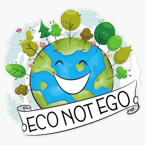 ECO NOT EGO Earth Day, Nature, Climate Change Awareness Sticker Vinyl Decal Car Laptop Wall Window Bumper Sticker 5"