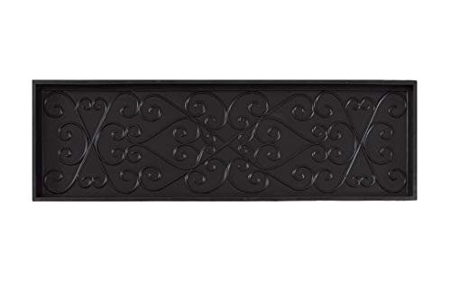Anji Mountain AMB0BT4F-018 Black Rubber Boot/Shoe Tray with Coir, Fits 4 Pair (46.5" Wide), Rectangle Embossed Insert