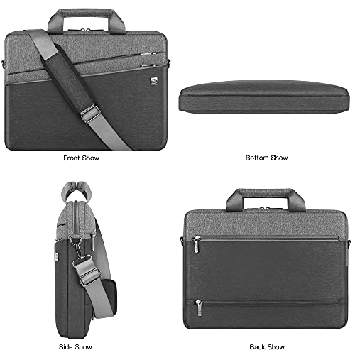 DOMISO 17 Inch Shockproof Laptop Carrying Case Business Briefcase Waterproof Messenger Shoulder Bag for 17"-17.3" Notebook/Chromebook/Dell/Lenovo/Acer/HP/MSI/ASUS, Black & Dark Grey