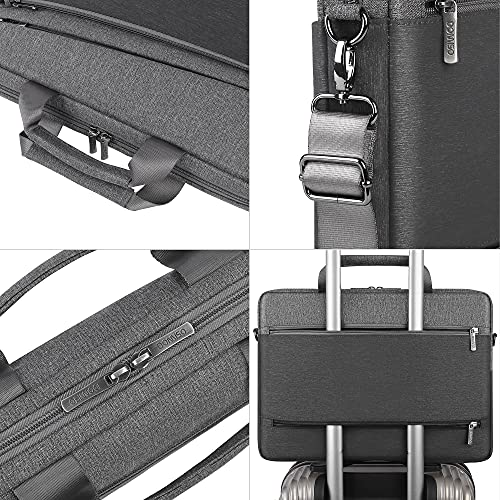 DOMISO 17 Inch Shockproof Laptop Carrying Case Business Briefcase Waterproof Messenger Shoulder Bag for 17"-17.3" Notebook/Chromebook/Dell/Lenovo/Acer/HP/MSI/ASUS, Black & Dark Grey