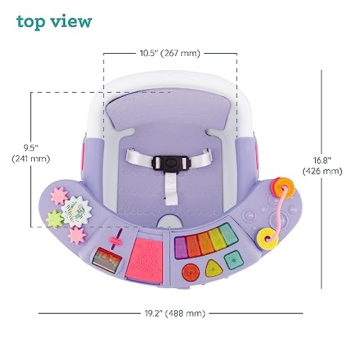 Infantino Music & Lights 3-in-1 Discovery Seat and Booster - Convertible Infant Activity and Feeding Seat with Electronic Piano for Sensory Exploration, for Babies and Toddlers, Lavender