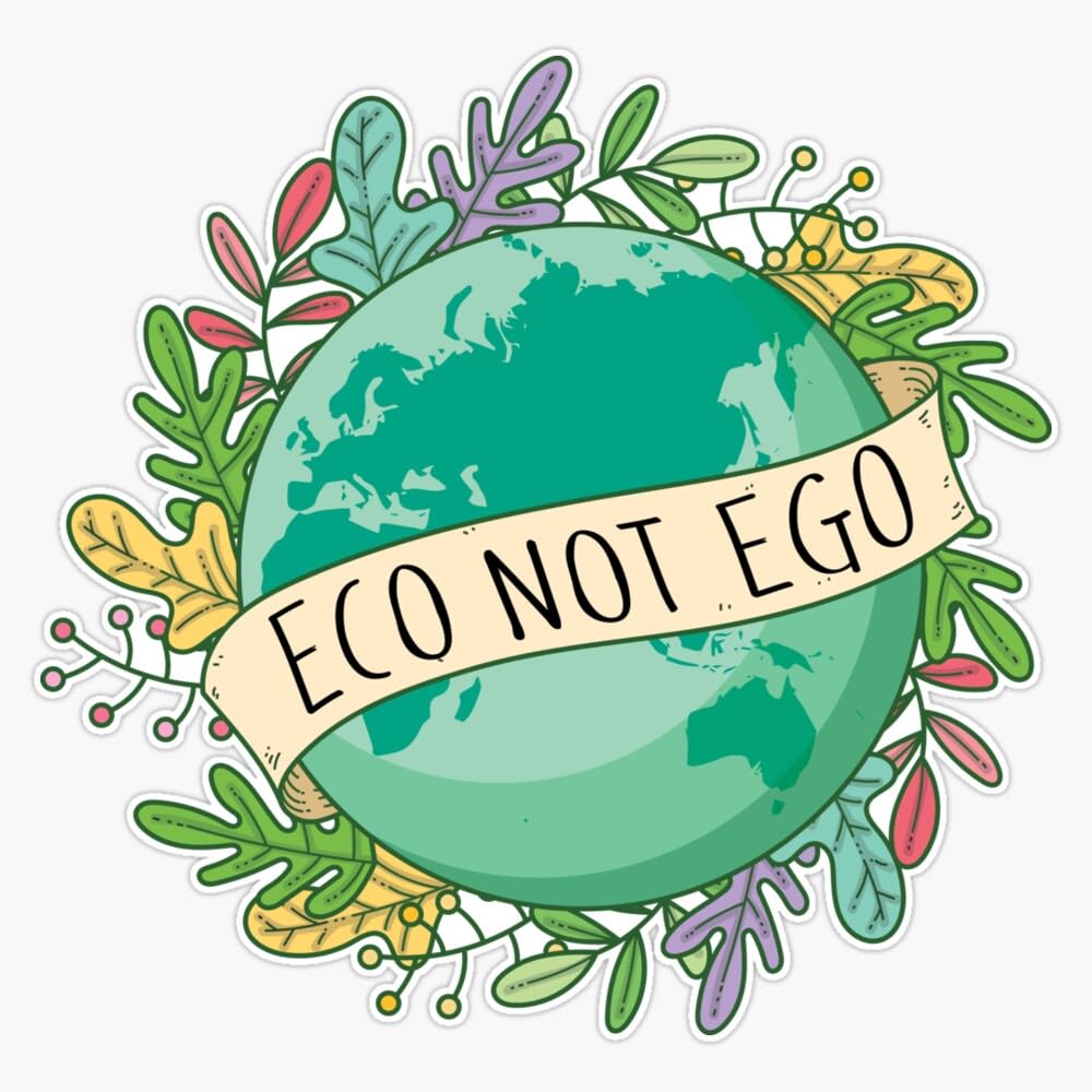 Eco Not Ego Earth Day Climate Change Awareness Sticker Vinyl Decal Car Laptop Wall Window Bumper Sticker 5"