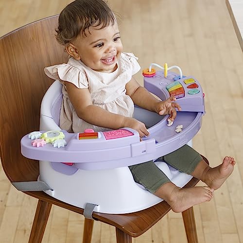 Infantino Music & Lights 3-in-1 Discovery Seat and Booster - Convertible Infant Activity and Feeding Seat with Electronic Piano for Sensory Exploration, for Babies and Toddlers, Lavender