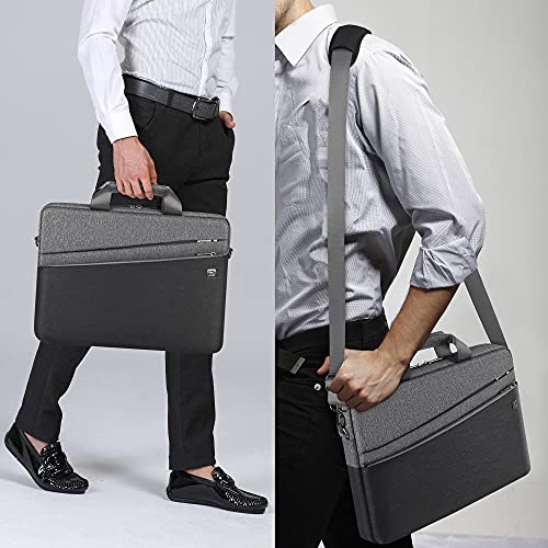 DOMISO 17 Inch Shockproof Laptop Carrying Case Business Briefcase Waterproof Messenger Shoulder Bag for 17"-17.3" Notebook/Chromebook/Dell/Lenovo/Acer/HP/MSI/ASUS, Black & Dark Grey