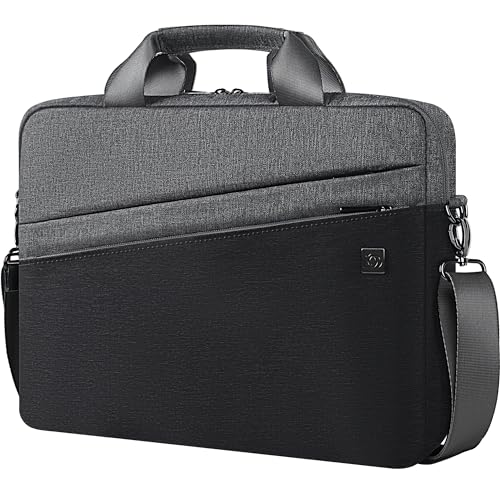 DOMISO 17 Inch Shockproof Laptop Carrying Case Business Briefcase Waterproof Messenger Shoulder Bag for 17"-17.3" Notebook/Chromebook/Dell/Lenovo/Acer/HP/MSI/ASUS, Black & Dark Grey