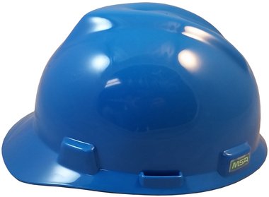 MSA V Cap Style Hard Hats w/FasTrac III Suspensions and Handy Tote Bag - Blue