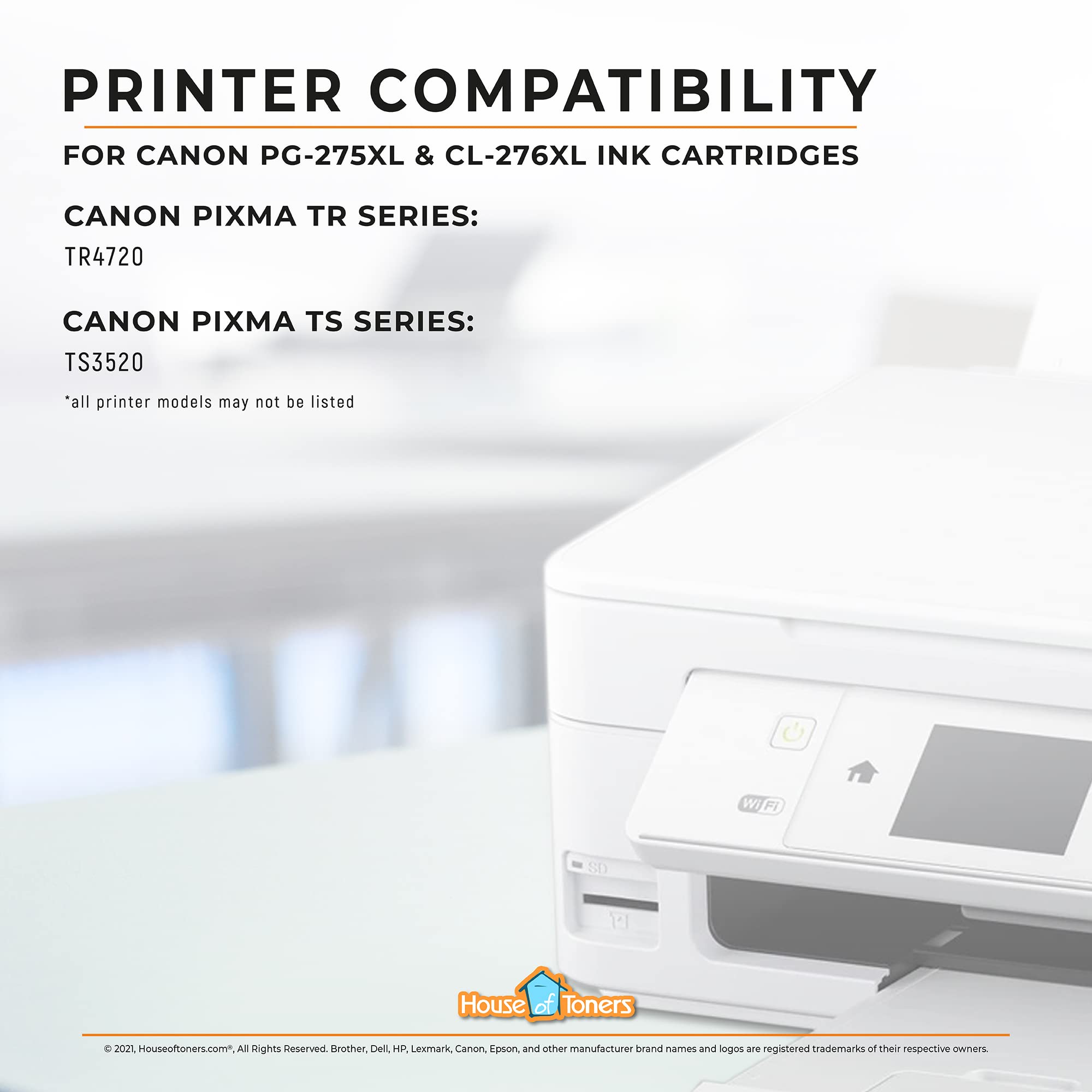 Houseoftoners Remanufactured Ink Cartridge Replacement for Canon PG-275XL 275 XL for PIXMA TS3520 TS3522 TR4720 (2 Black)