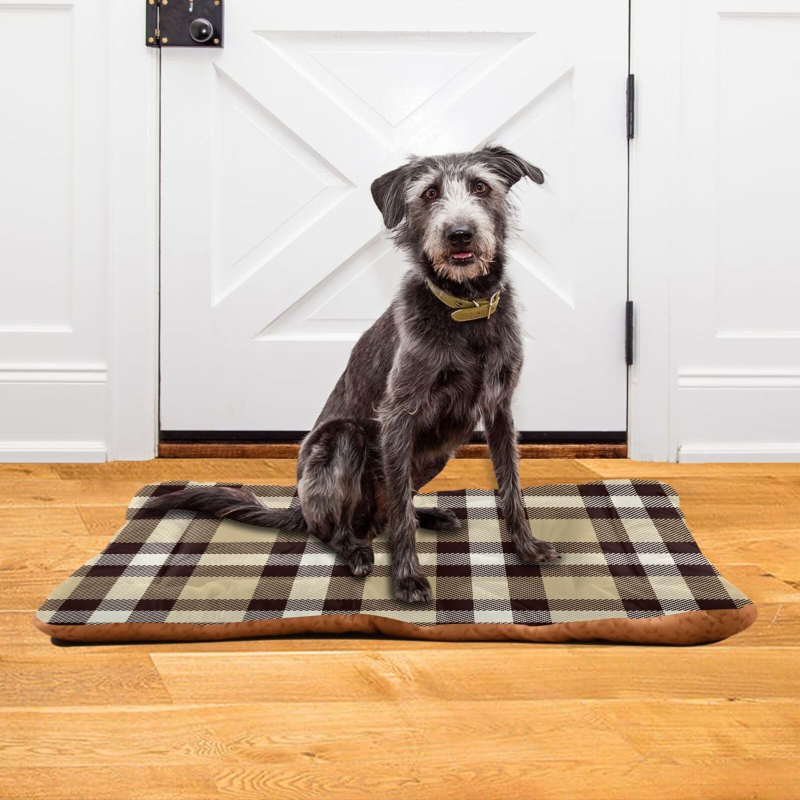 Coikll Lattice Stripe Pet Bed Pad Soft Dog Bed Mat with Anti-Slip Bottom, Machine Washable Crate Pad Mattress for Dog Sleeping- 24 * 18inches