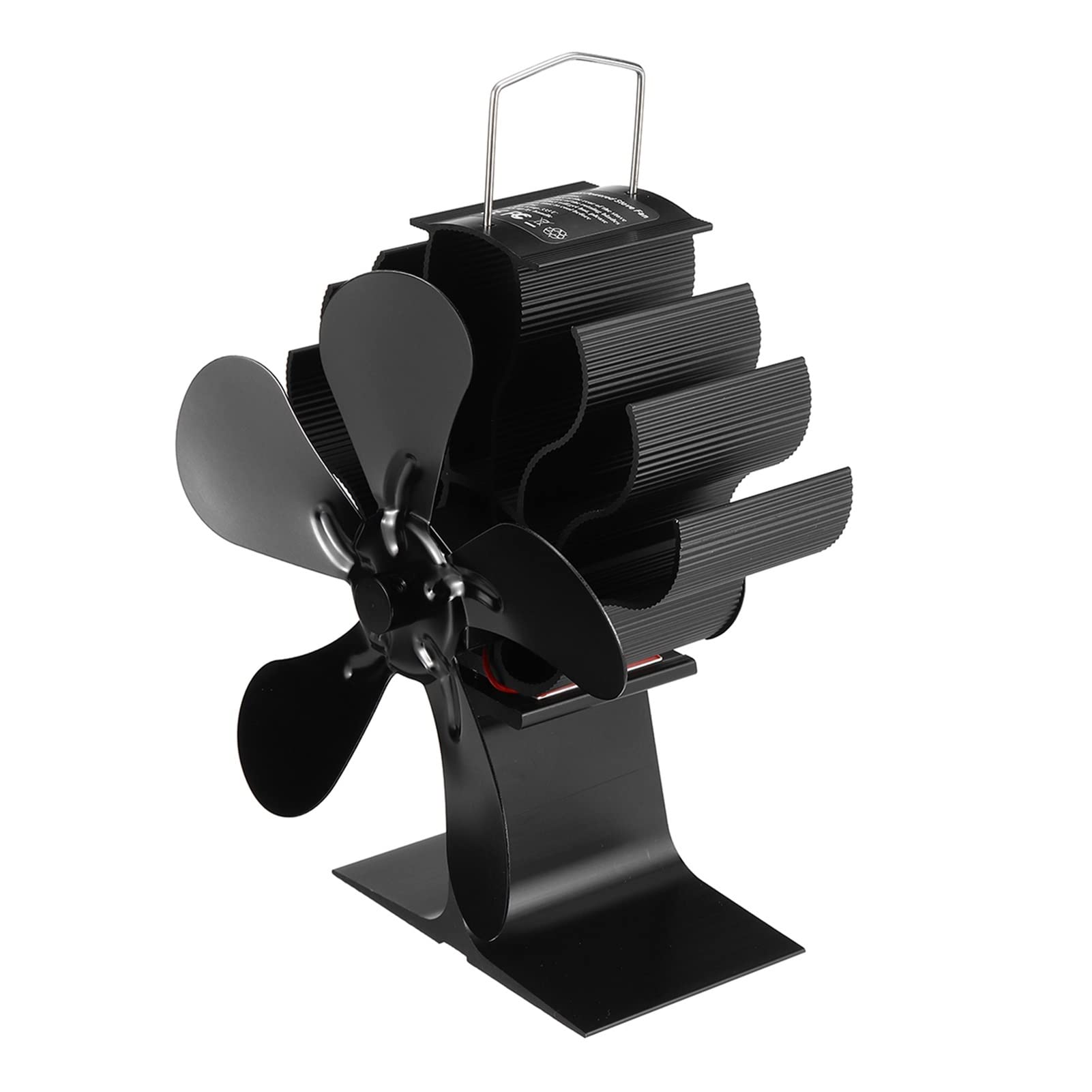 5- Stove Fireplace Fan High Effecient Heat Powered Log Wood Burner Stove Fan Eco-Fan Quiet Heat Distribution (Color : Black)