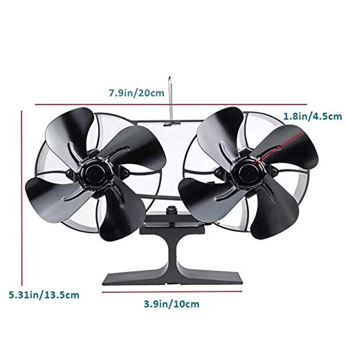 YJYGR Heat Powered Stove Fan Quiet Fireplace Eco Fan Heating Distribution No Electricity Or Battery 8 Blades Connectors