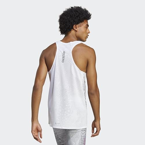 adidas Men's Adizero Singlet, White/Dash Grey/Grey, X-Small