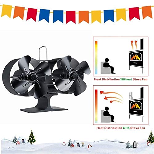 YJYGR Heat Powered Stove Fan Quiet Fireplace Eco Fan Heating Distribution No Electricity Or Battery 8 Blades Connectors