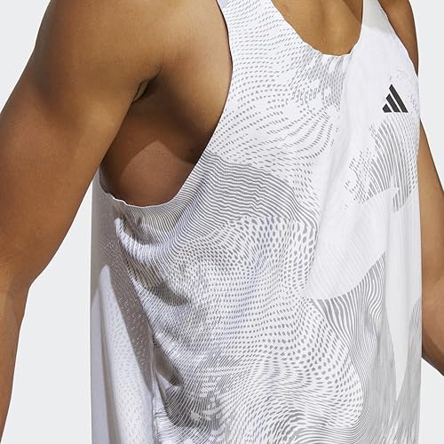 adidas Men's Adizero Singlet, White/Dash Grey/Grey, X-Small