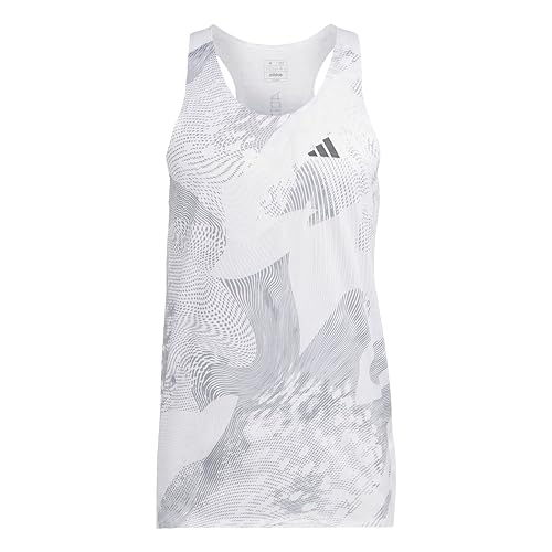 adidas Men's Adizero Singlet, White/Dash Grey/Grey, X-Small