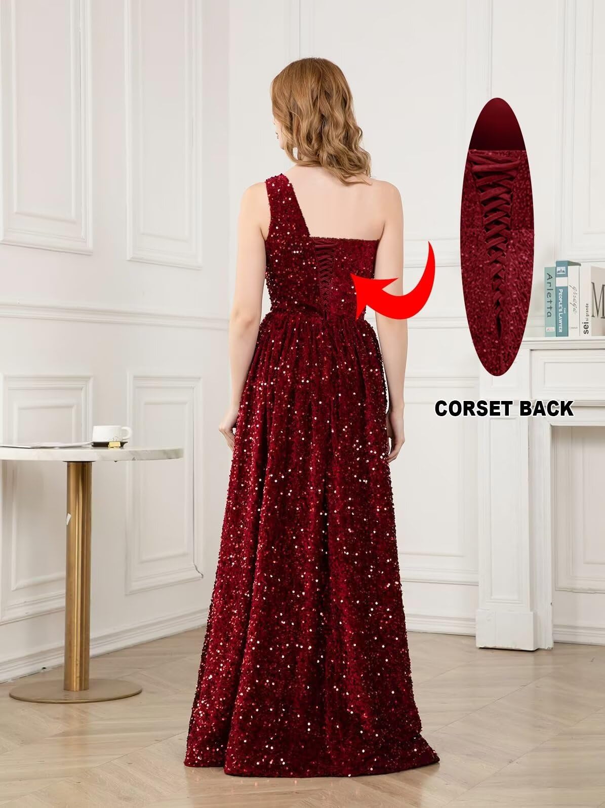 Changuan Sequin Prom Dresses for Women 2025 One Shoulder Sparkly Ball Gown A-Line Plus Size Formal Evening Wedding Party Gowns 18 Hot Pink