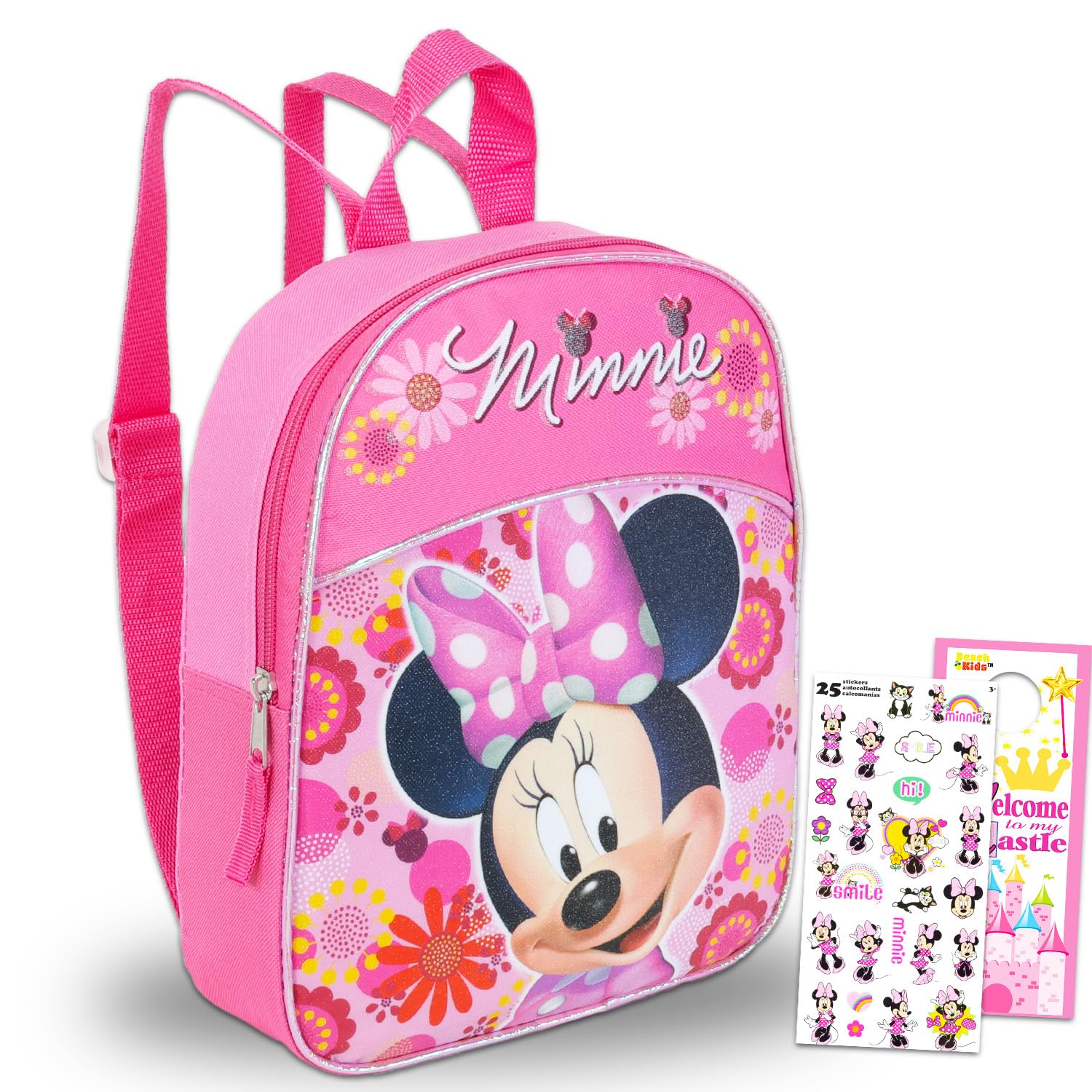 Disney Minnie Mouse 11" Mini Toddler Pre-School Backpack Bundle with Sparkles