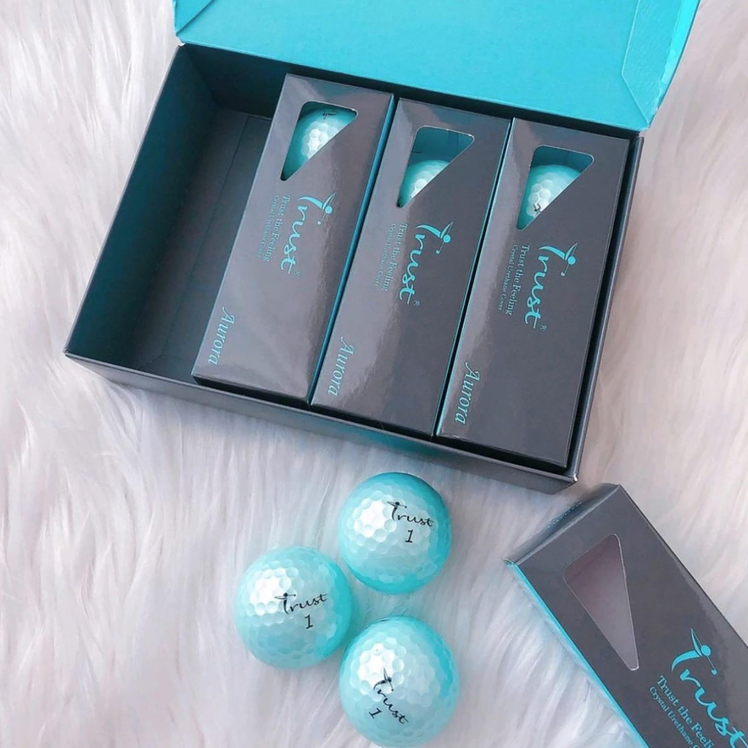 Trust Golf Ball, Aurora ICY Blue, Soft, Distance, Straight Flight, and Easy to Spot, Crystal Urethane Covered, 3-Piece (ICY Blue, 12 Balls)