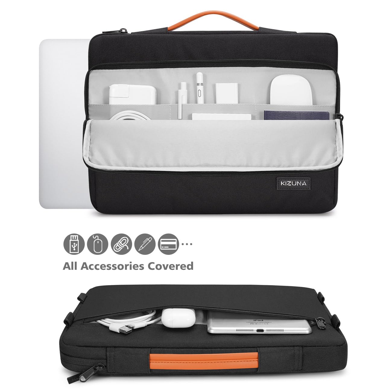 KIZUNA Laptop Bag Case 15.6 Inch Computer Shoulder Sleeve Briefcase For MacBook Pro 16 M1 M2 Max 2023/15.6" Dell XPS 15/HP Envy x360 15/16" Lenovo Thinkbook 16+/IdeaPad Flex 5i/ASUS,Black