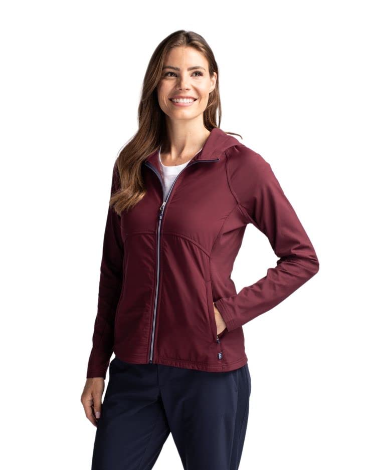 Cutter & Buck Adapt Eco Knit Hybrid Recycled Womens Full Zip Jacket, College Purple