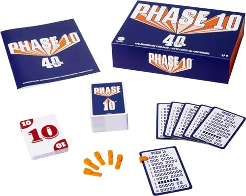 Mattel Games Phase 10 Card Game 40th Anniversary Edition for Kid, Adult & Family Game Night, Rummy-Style Play in Tin Storage Box